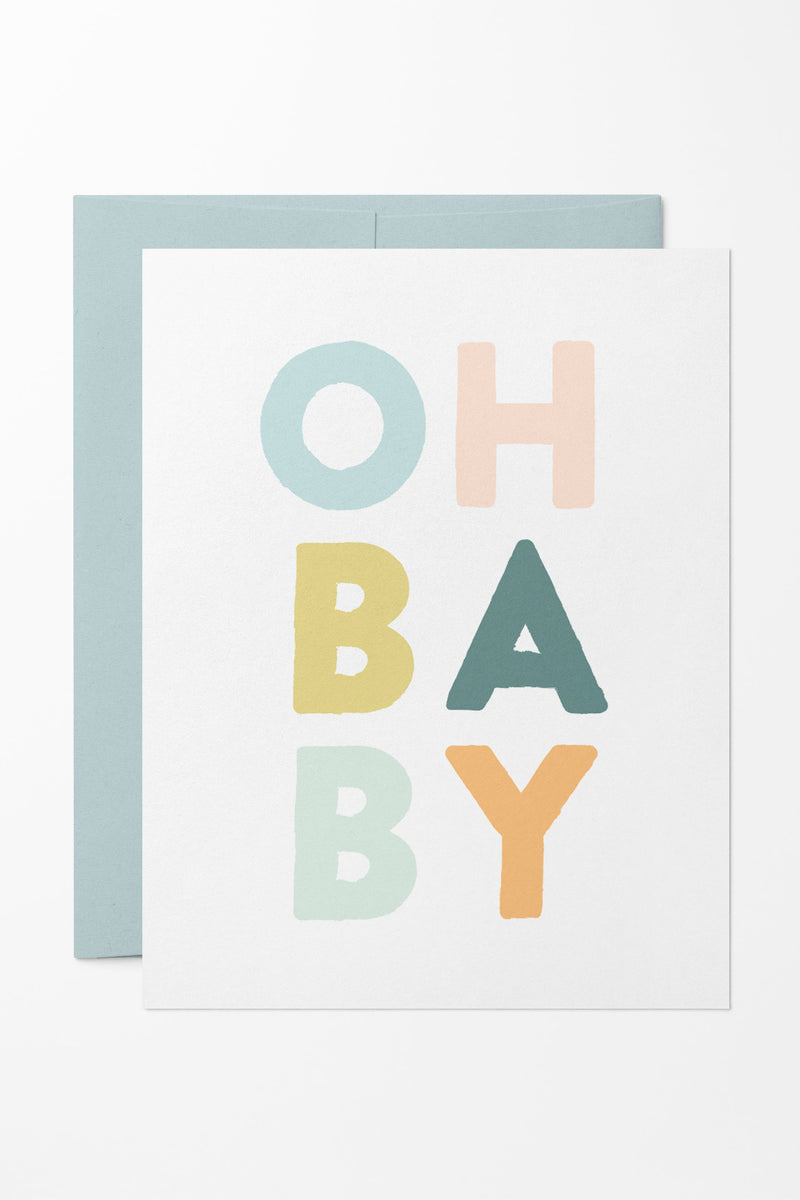 OH BABY Colorful Hand Lettered Baby Card – Joy Paper Co.